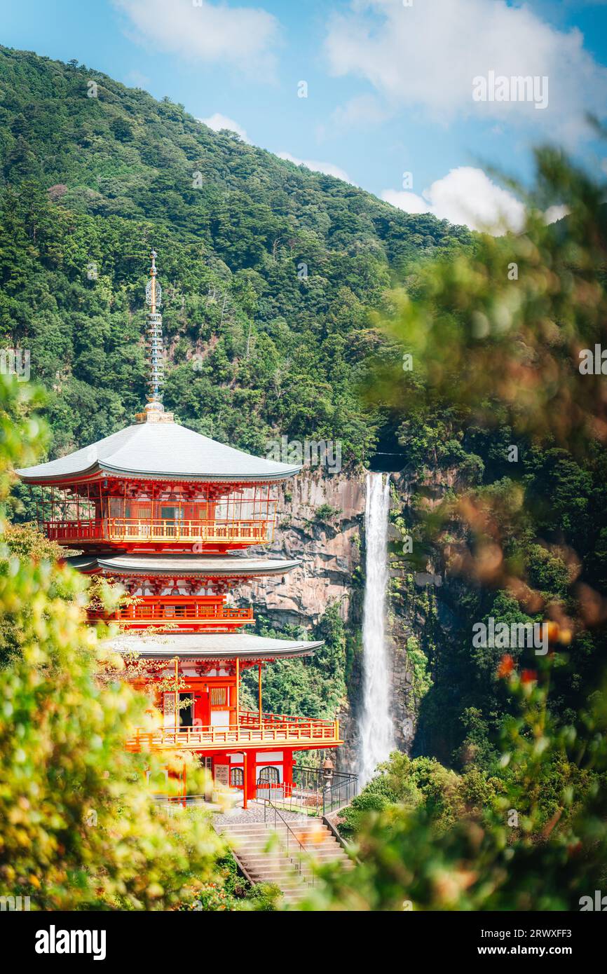 red temple and Waterfall at Nachi Taisha, Japan Stock Photo - Alamy