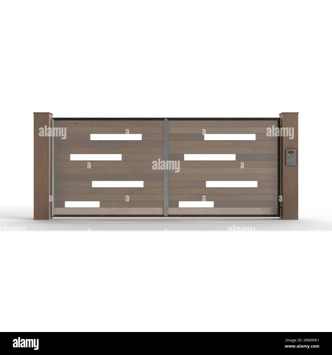 A 3D rendering of modern-style gates on a white background Stock Photo ...