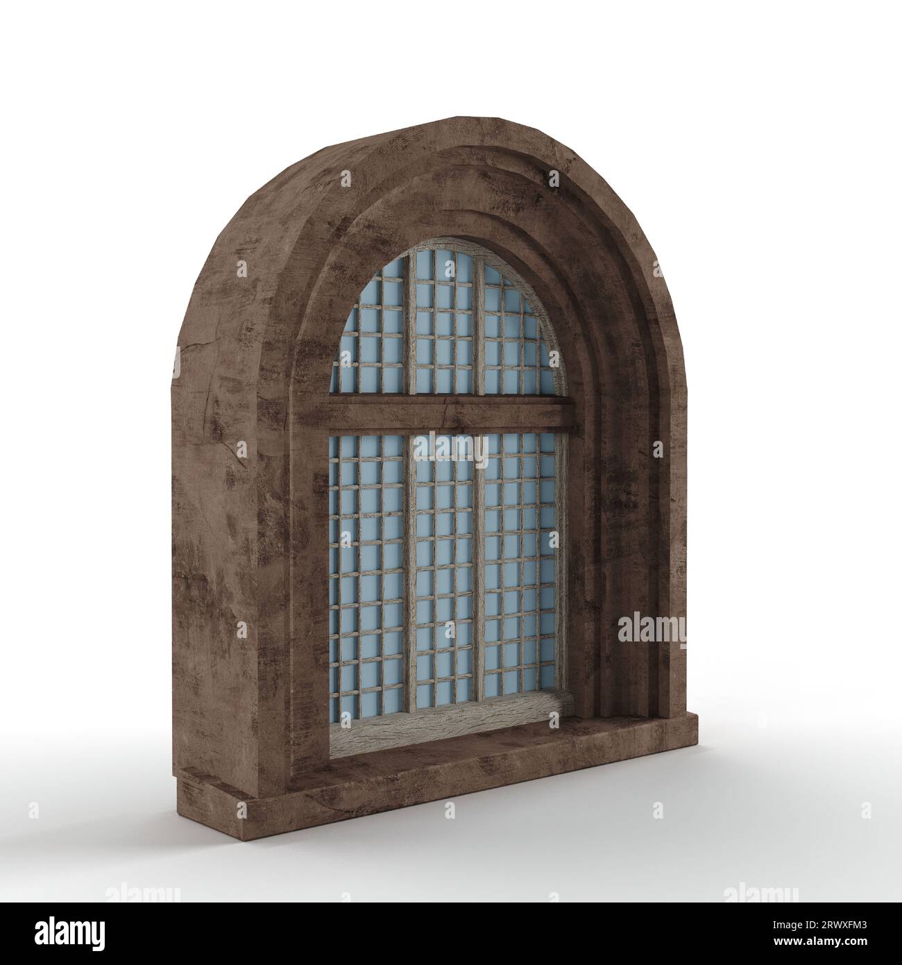 A 3D rendering of old-style stone windows on a white background Stock ...