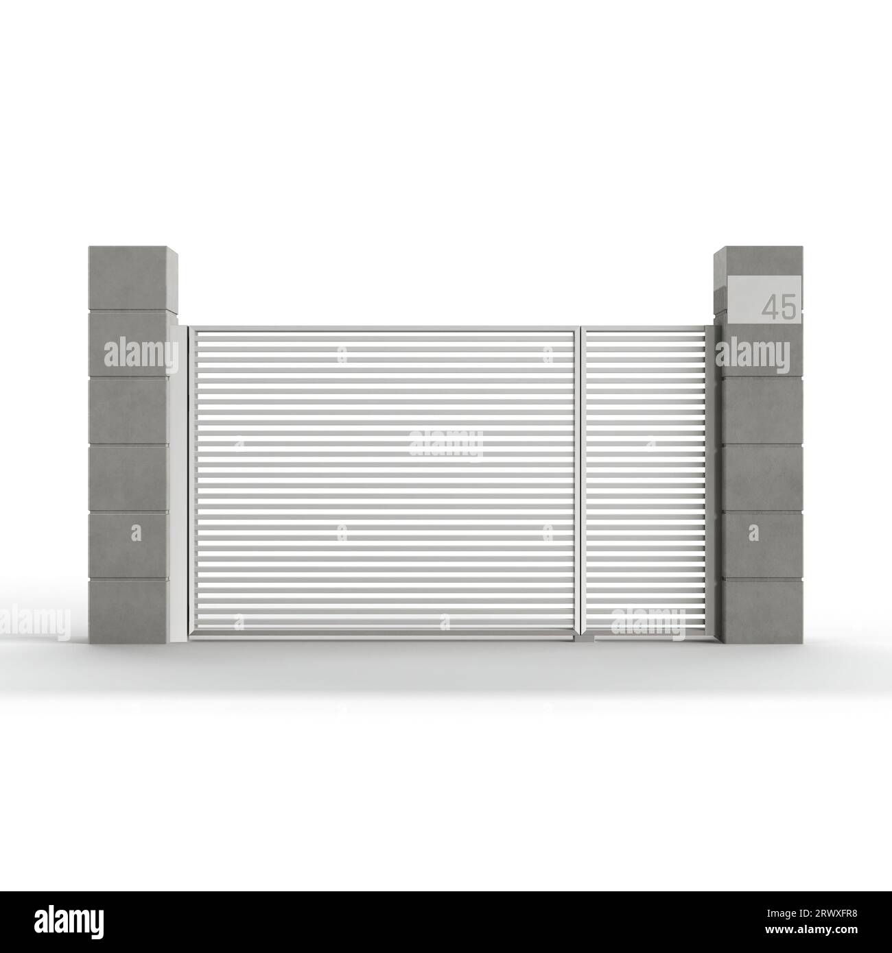 A 3D rendering of modern-style gates on a white background Stock Photo ...