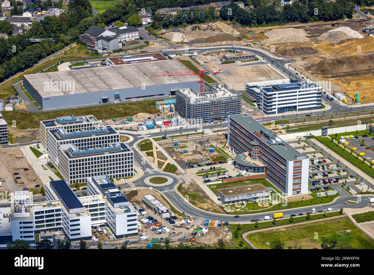 Aerial view, O-Werk campus, major construction site Mark 51/7, new ...