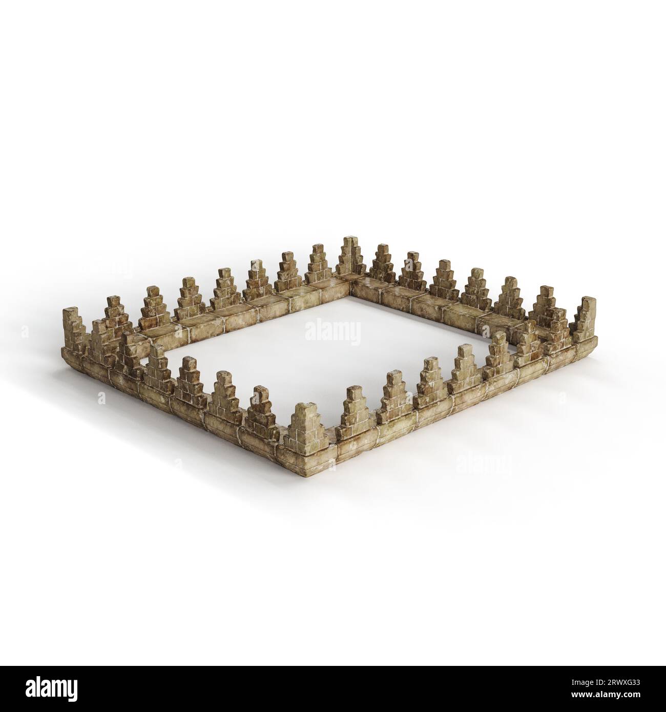 A 3D rendering of a stone frame on a white background Stock Photo - Alamy