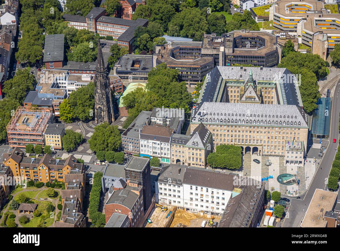 Aerial view, city hall, Christuskirche, VHS and public library ...
