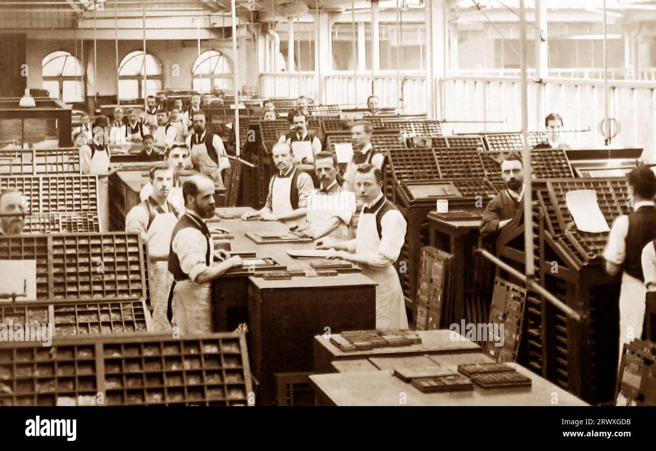 Type setting, probably for a newspaper, Victorian period Stock Photo ...