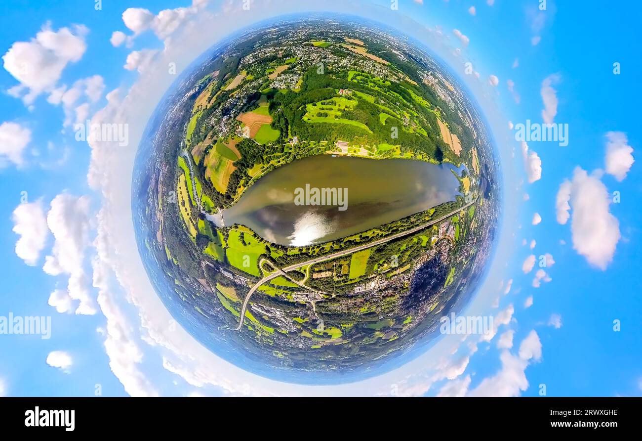 Aerial view, Kemnader See, golf course Bochumer Golfclub Im Mailand ...