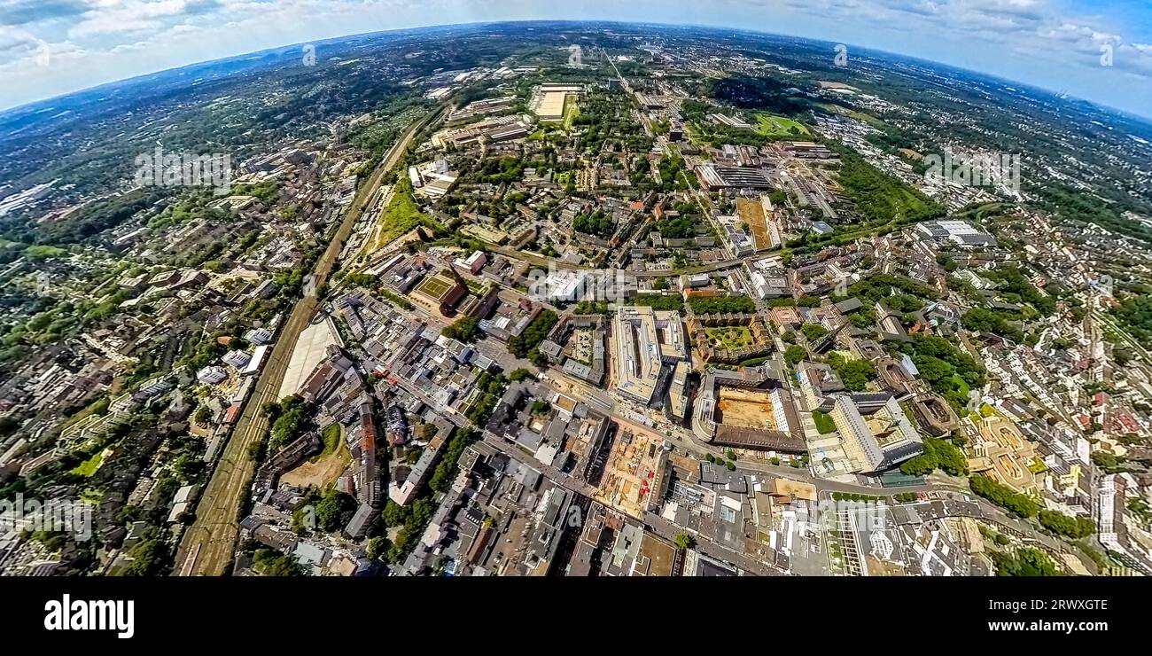 Aerial view, city center view, Viktoria-Karree, city hall, construction ...