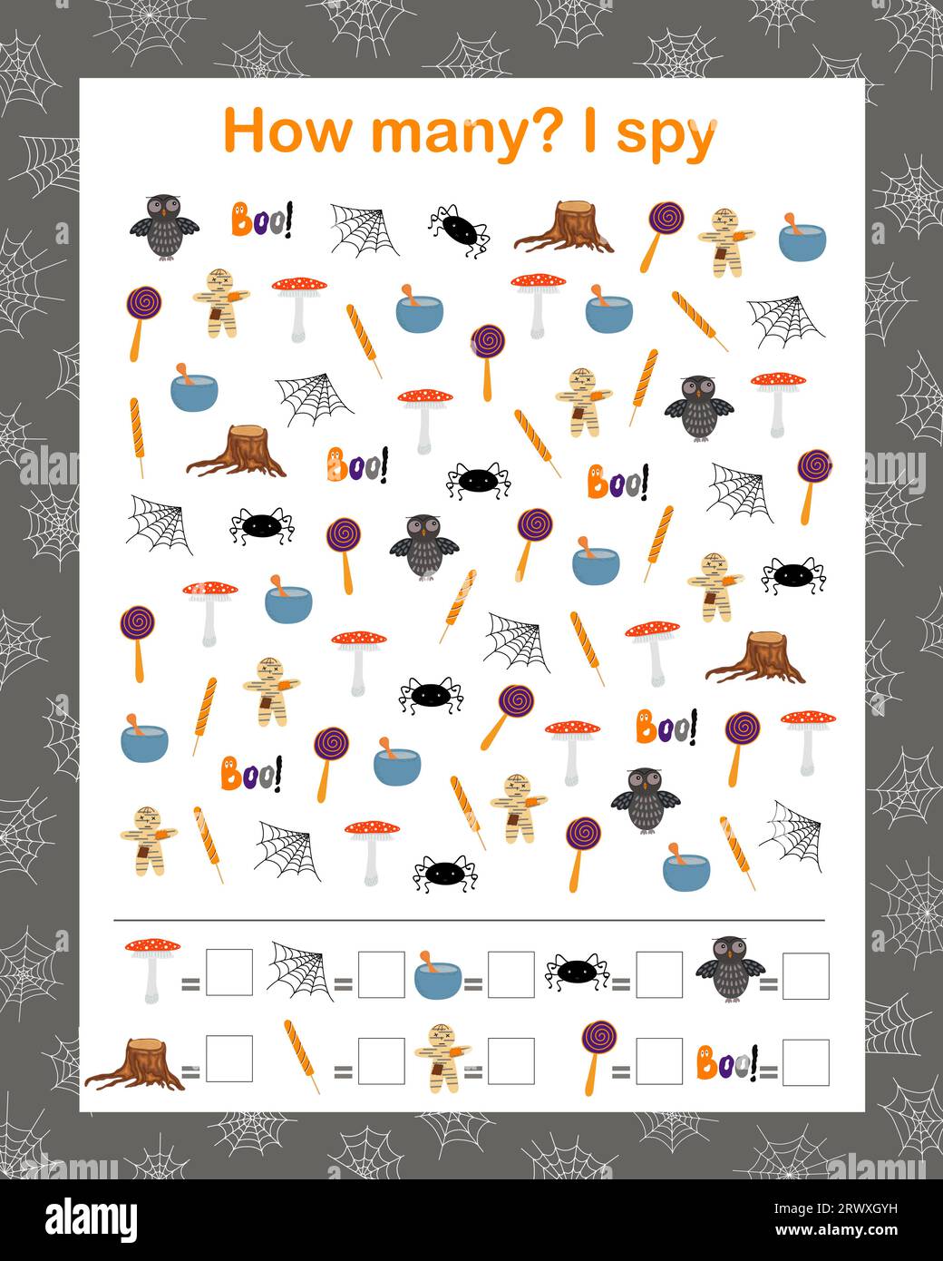 Halloween holiday I spy, How many counting educational puzzle game for ...