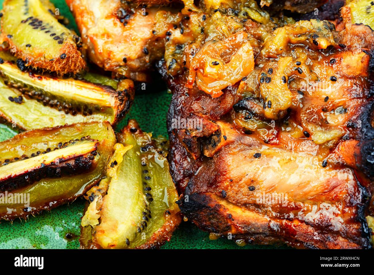 Grilled BBQ Sliced Pork Ribs Stock Photo - Alamy