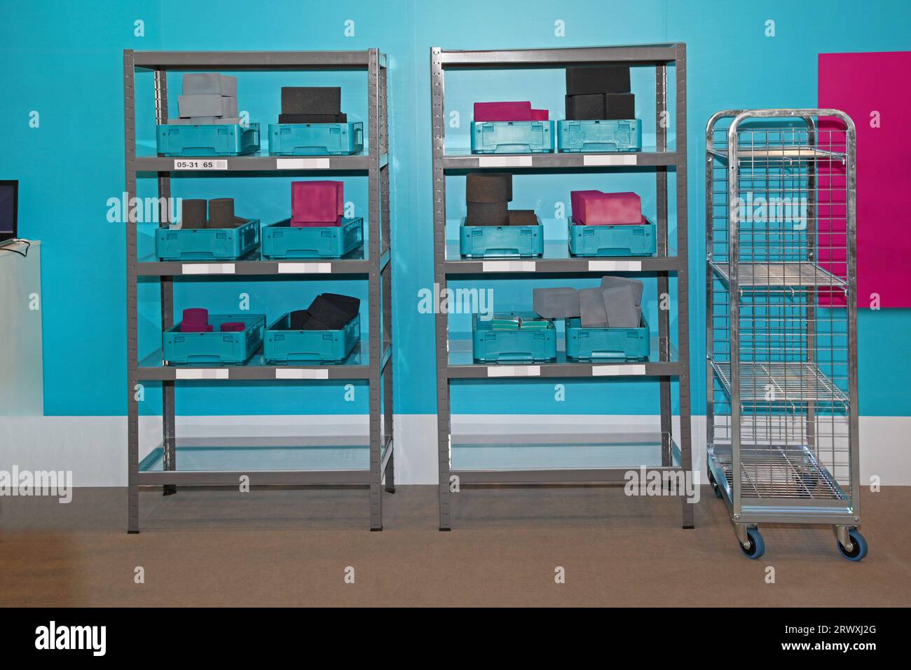 Bins Trays Crates and Boxes For Parts and Tools at Metal Shelf in ...