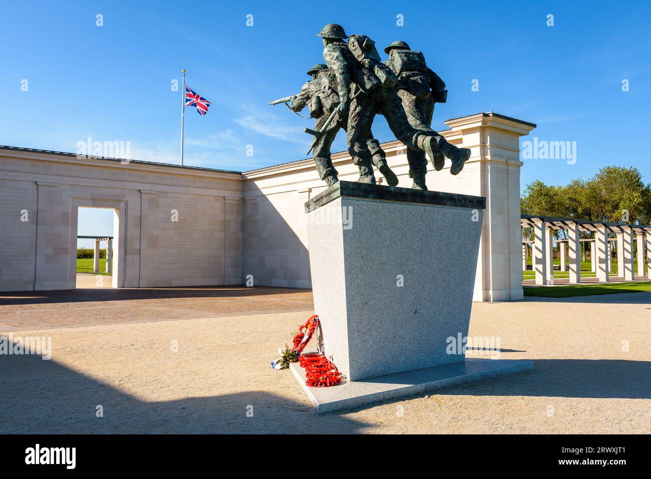 The "D-Day Sculpture" in the British Normandy Memorial in Ver-sur-Mer, France, dedicated to ...
