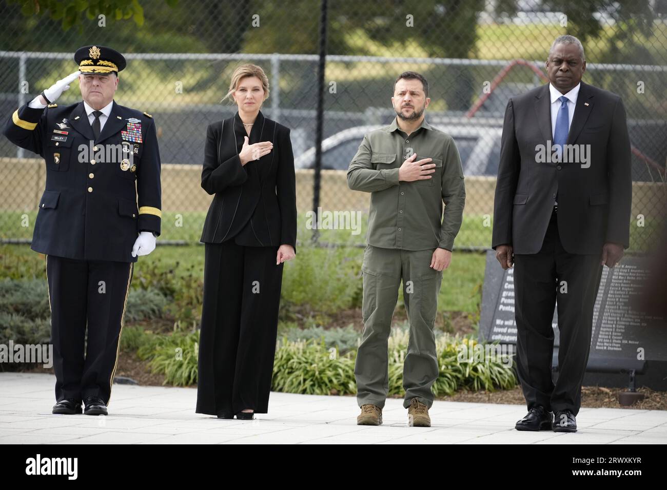 From left, Chairman of the Joint Chiefs Gen. Mark Milley, first lady of ...