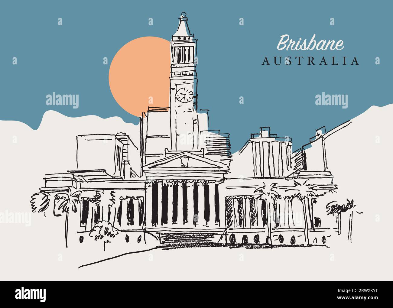 Vector hand drawn sketch illustration of the city council building of ...