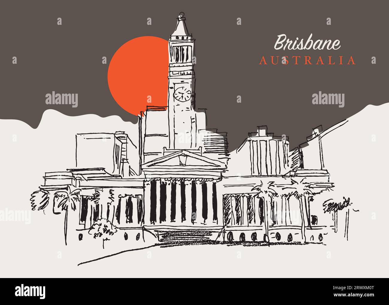 Vector hand drawn sketch illustration of the city council building of ...