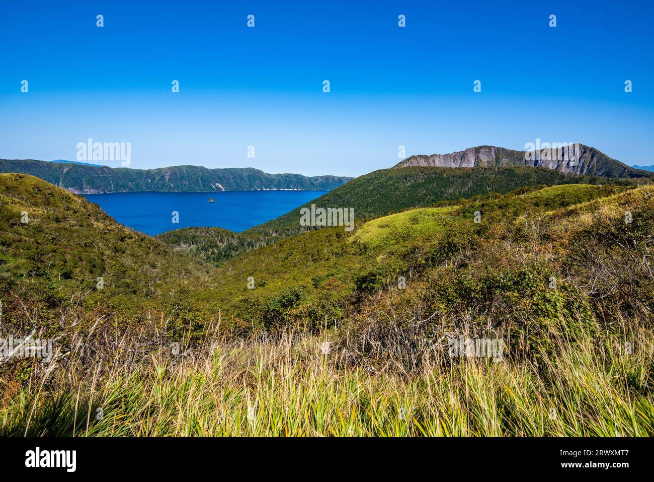 Caldera Lake Mashu and Mt.Fuji Stock Photo - Alamy