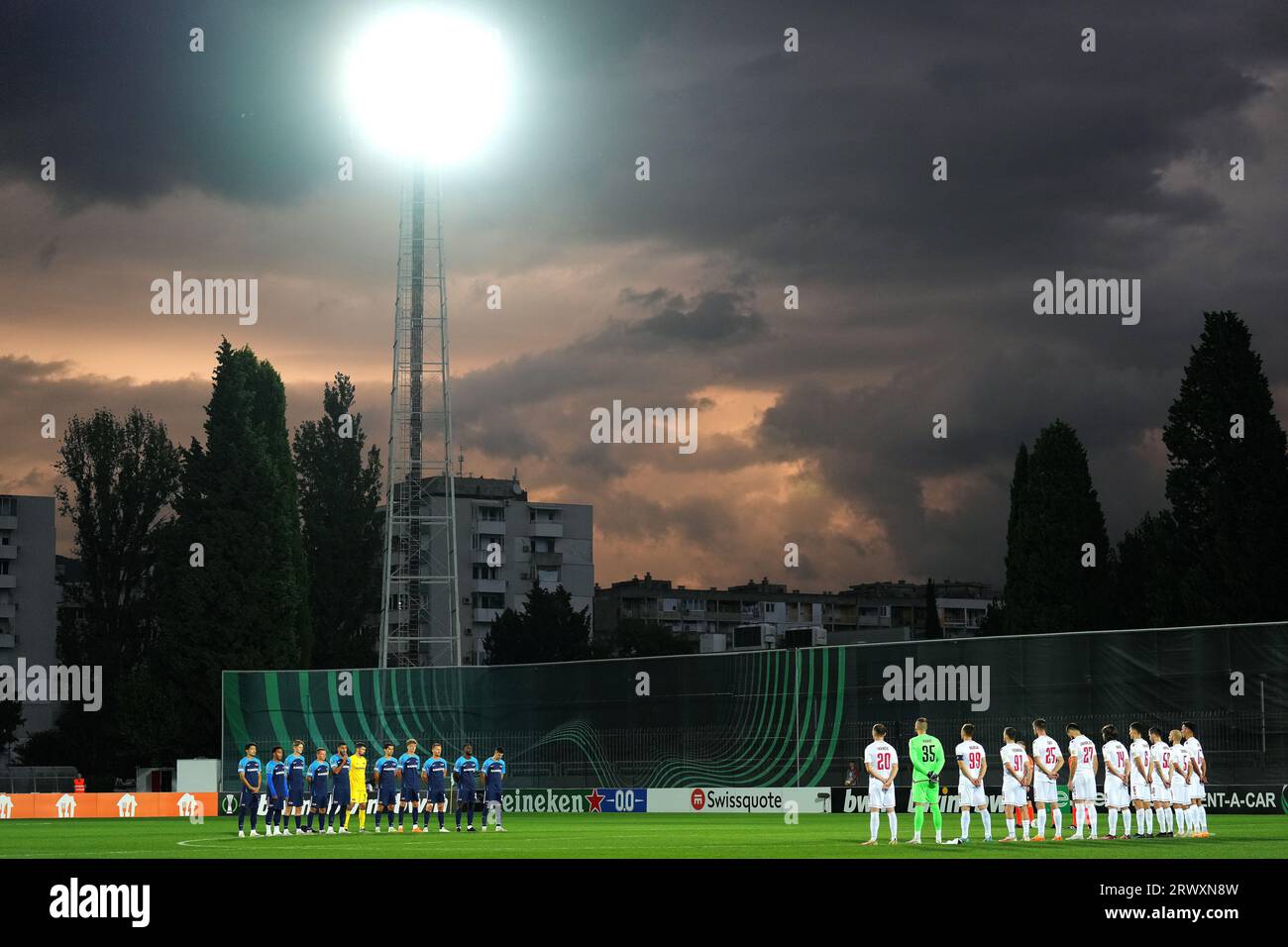 MOSTAR - AZ Alkmaar and HSK Zrinjski Mostar players before the UEFA Conference League group E ...