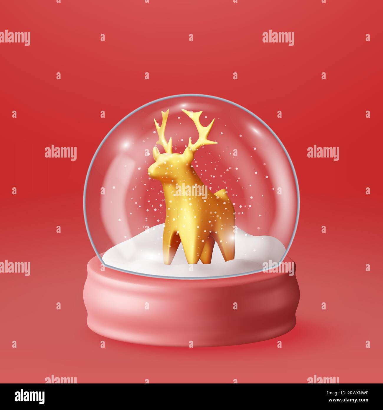 3D Glass Christmas Snow Globe with Deer Stock Vector Image & Art - Alamy