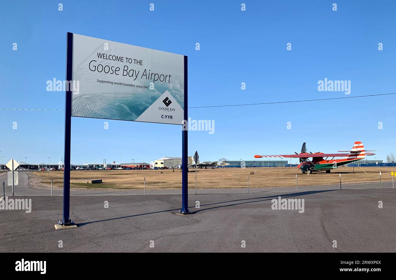 Happy Valley Goose Bay, Canada. 11th May, 2023. A sign for the Goose ...