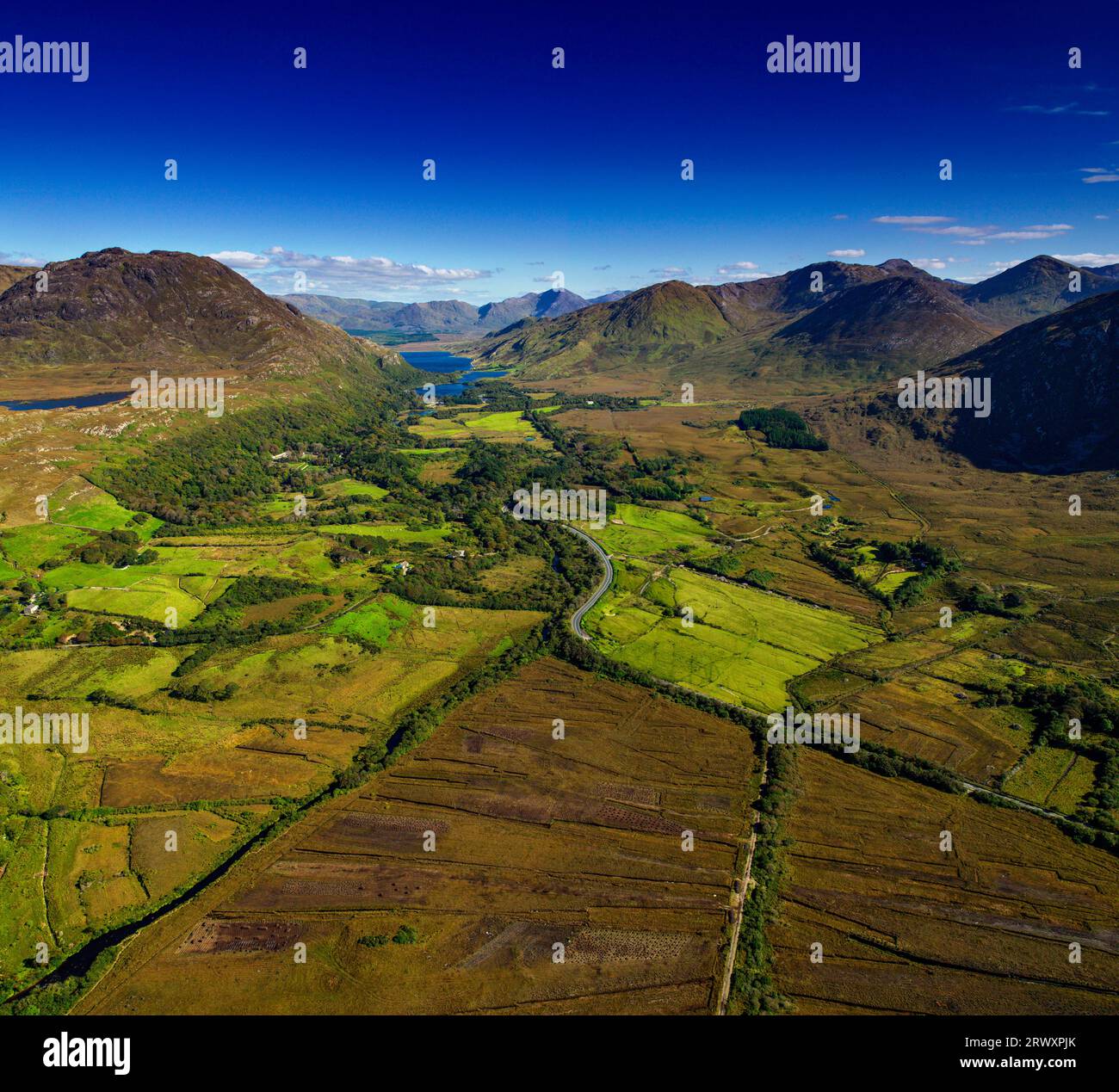 Turf cutting bogs , Connemara National Park, Kylemore Lakes, County ...