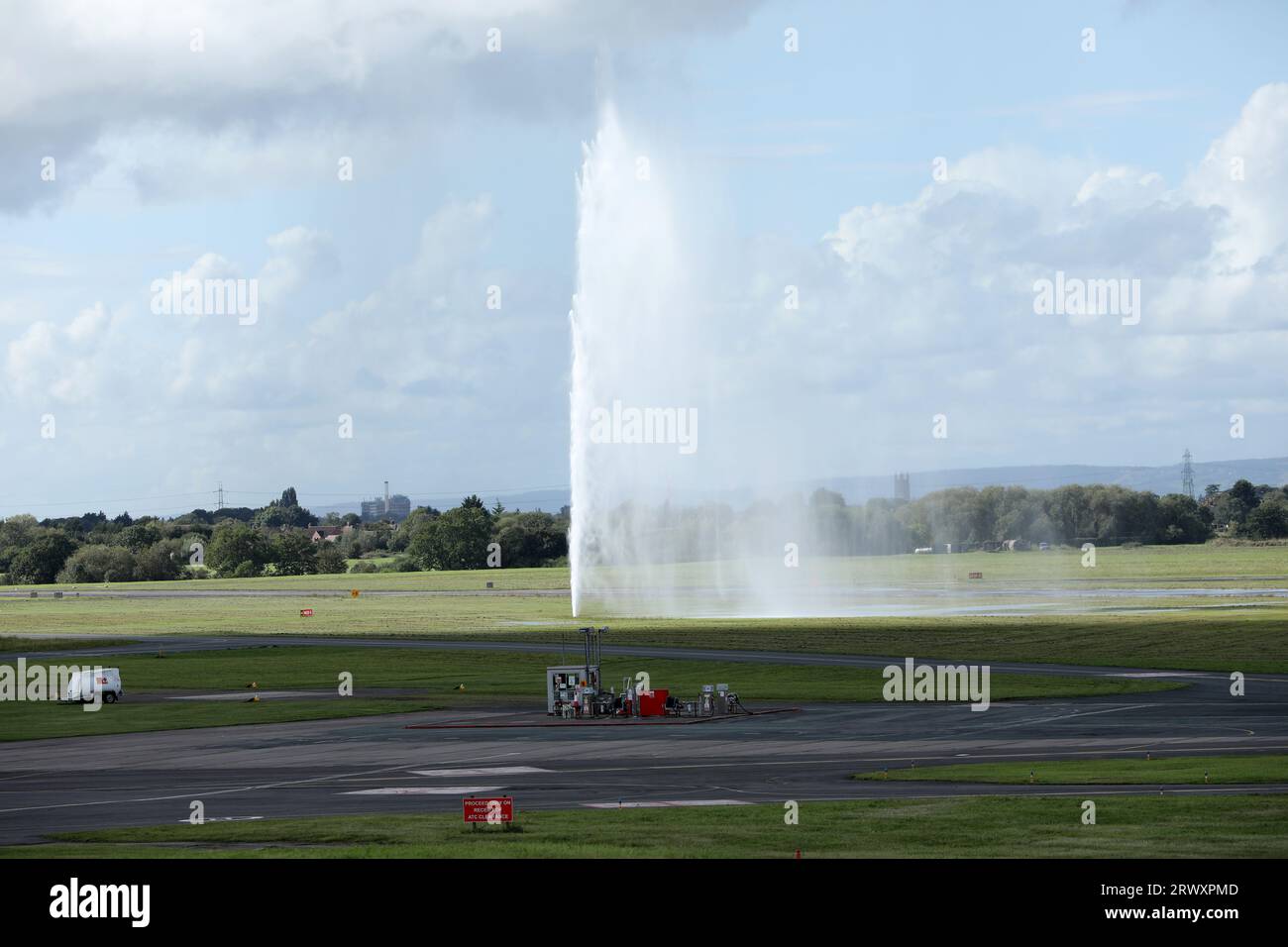 Severn Trent mains water pipe burst under the grass runway at ...