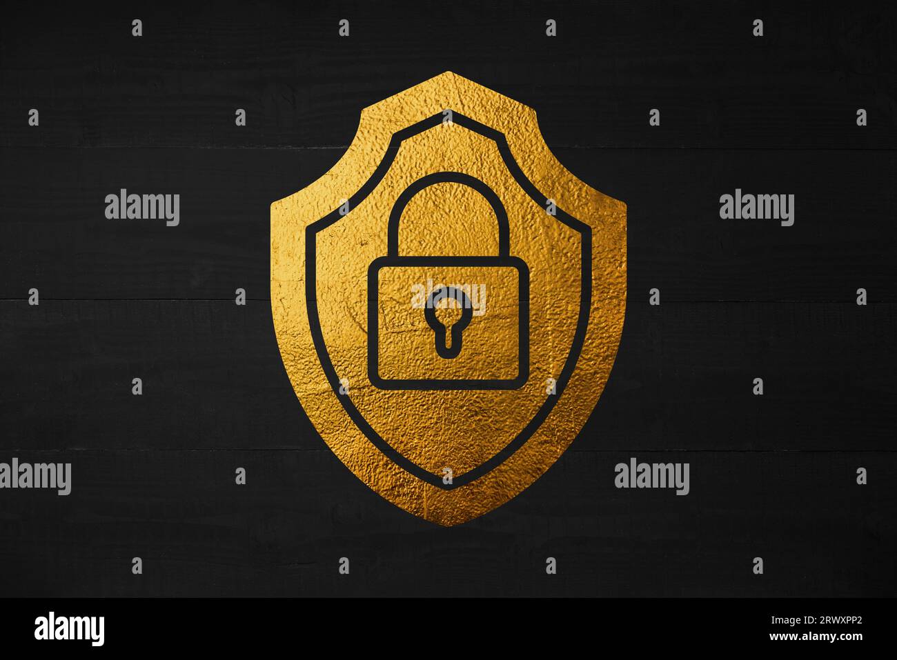 Gold Cyber security icon isolated on white background. Closed padlock ...