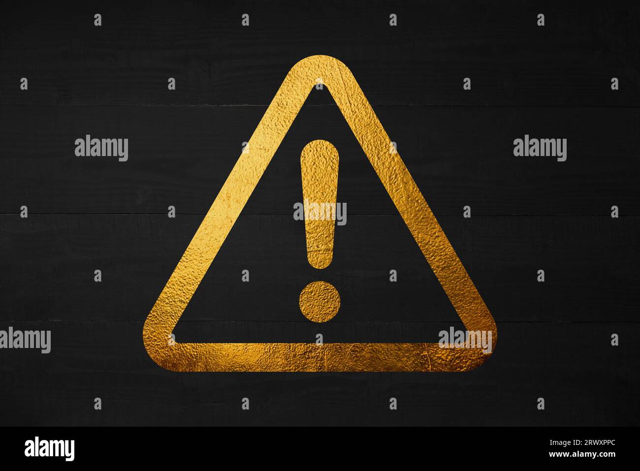 Yellow and Golden hazard warning attention sign with exclamation mark ...