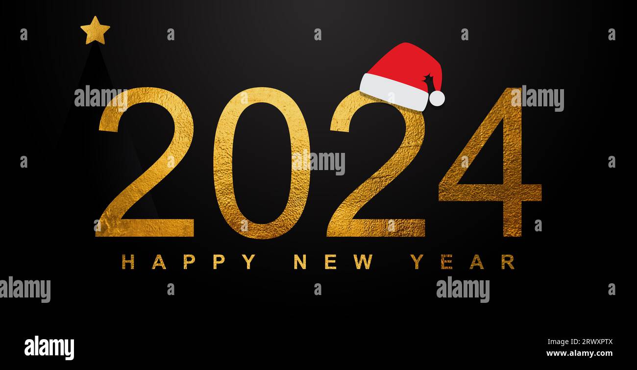 New year number 2024. With luxurious and elegant gold 3d numbers ...