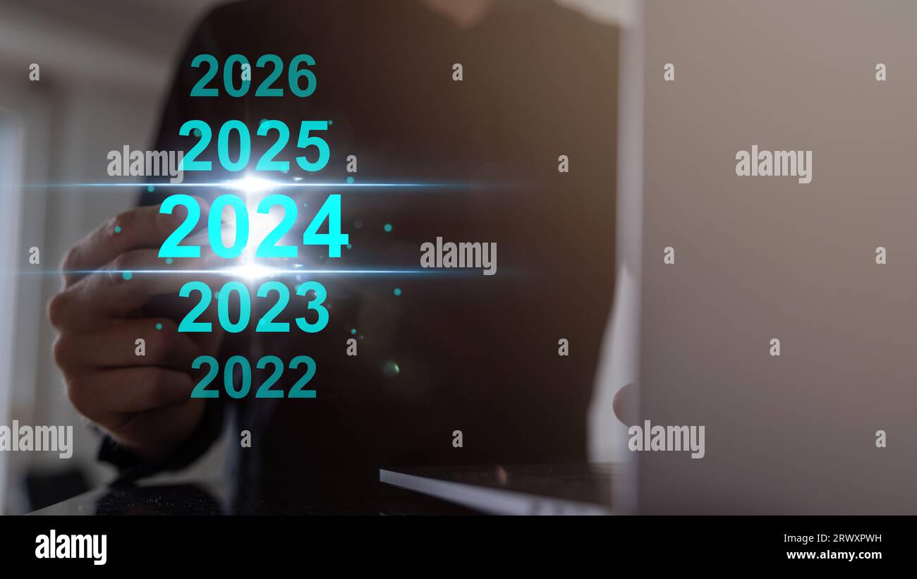 Digital modern technology background and 2024 new year text, concept of ...