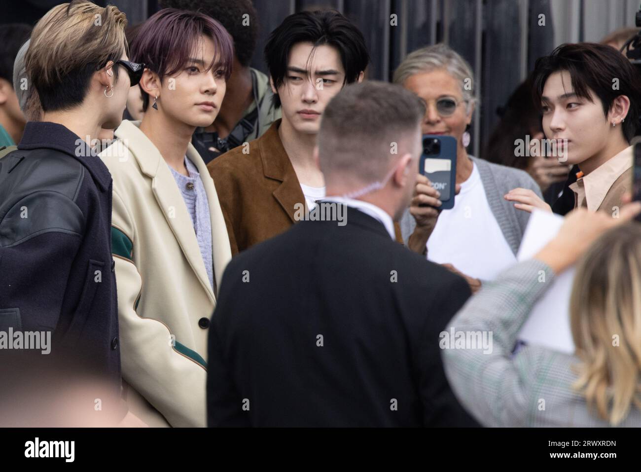 Milan, Italy. 21st Sep, 2023. Enhypen band members (L-R) Niki, Heeseung ...