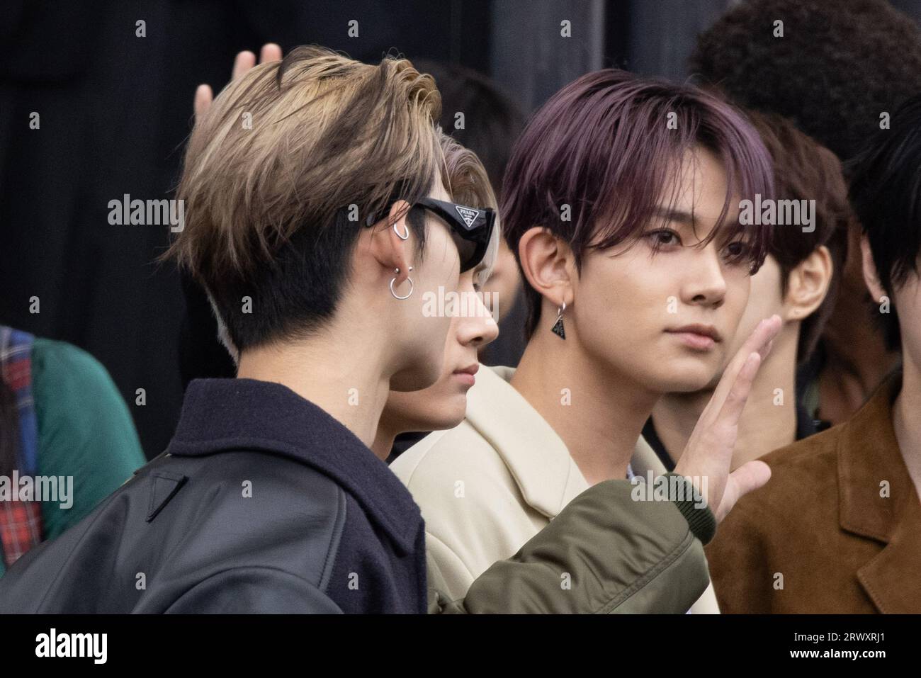 Milan, Italy. 21st Sep, 2023. Enhypen band members (L-R) Niki, Jay ...