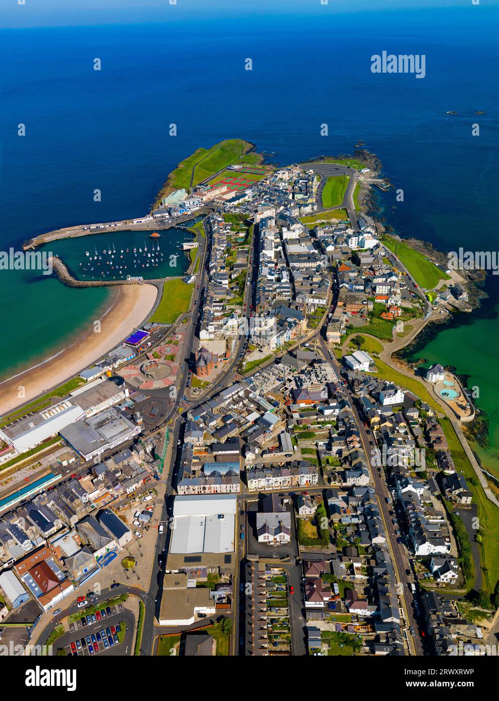 Aerial of Portrush, County Antrim, Northern Ireland Stock Photo - Alamy