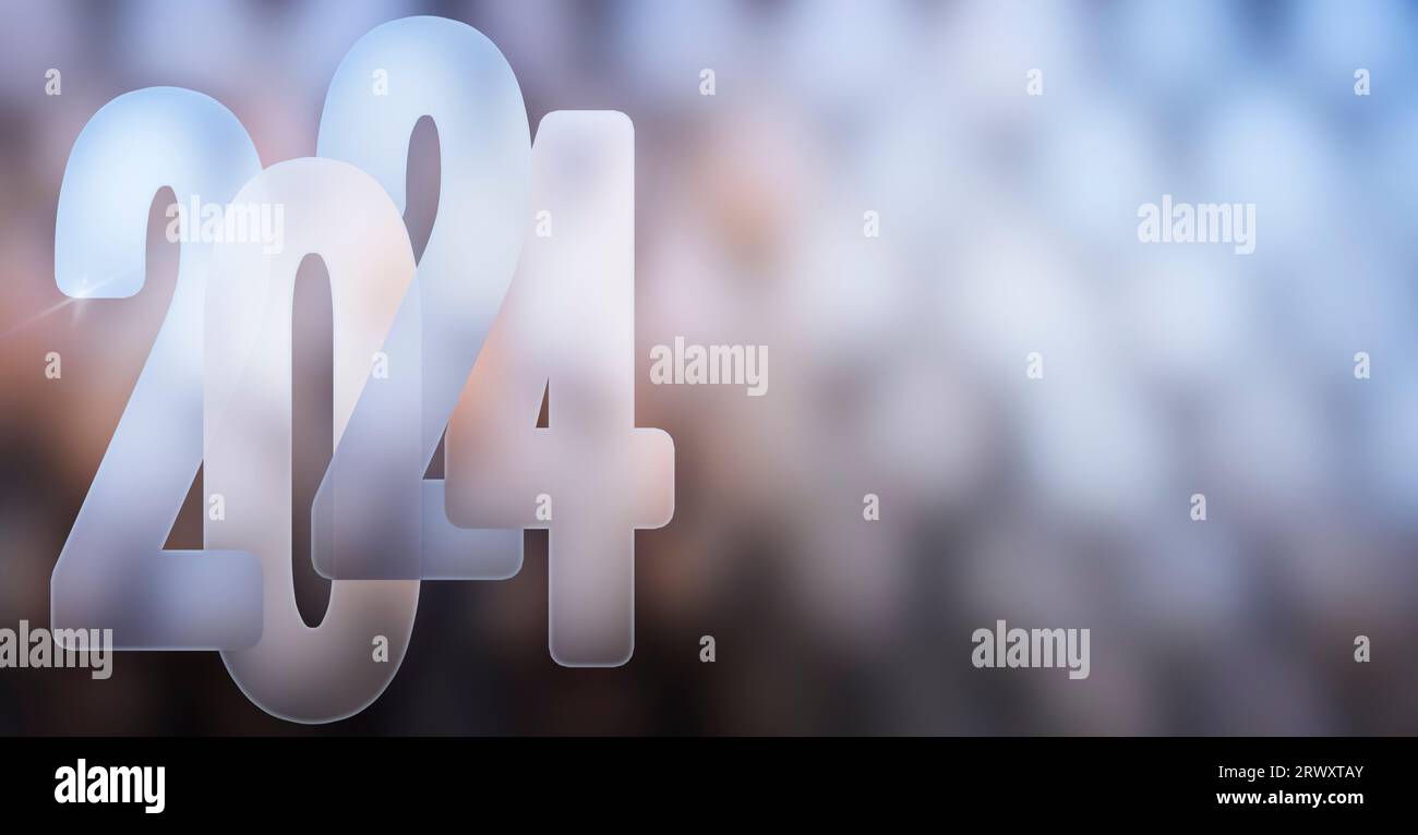 Number 2024 in pastel tones on a background of blurred structure with ...