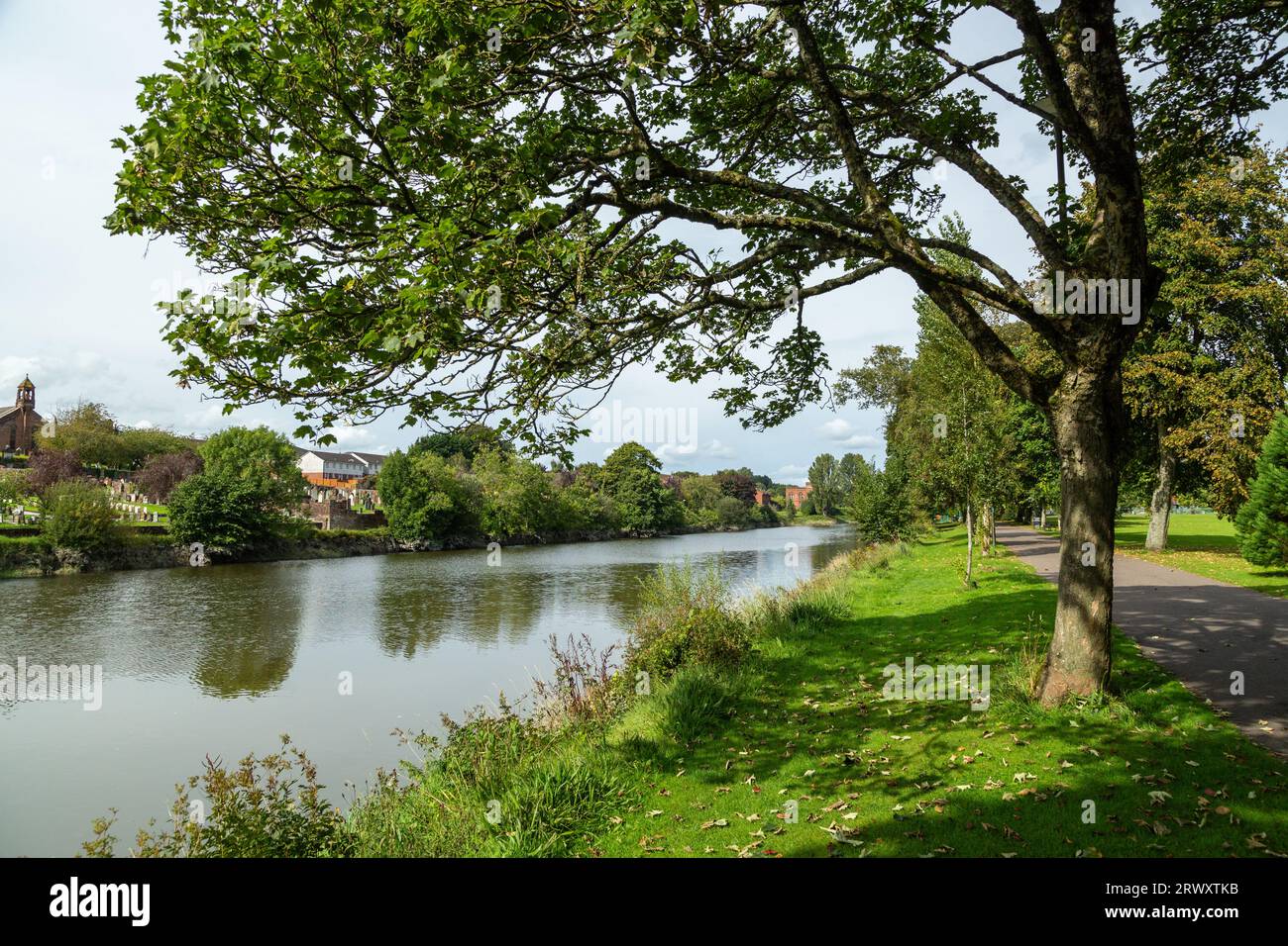 Dock Park in Dumfries with the River Nith Stock Photo - Alamy