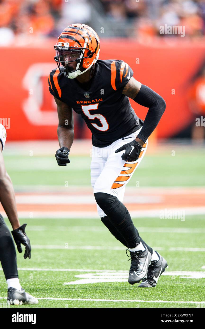 Cincinnati Bengals wide receiver Tee Higgins (5) runs for the play ...