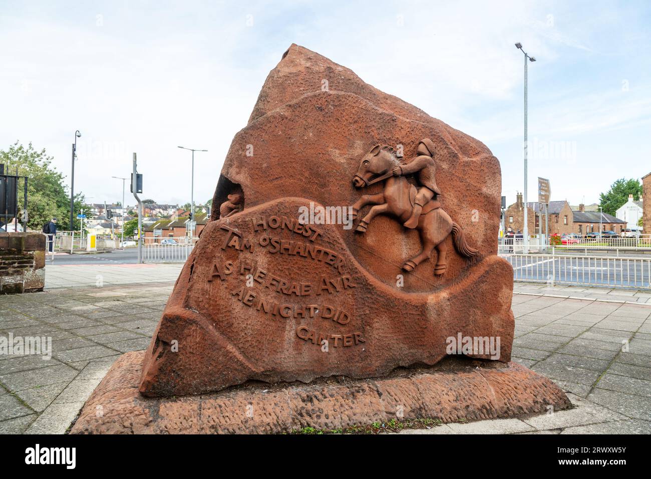 Robert Burns Rock a large block of carved sandstone reflects elements ...