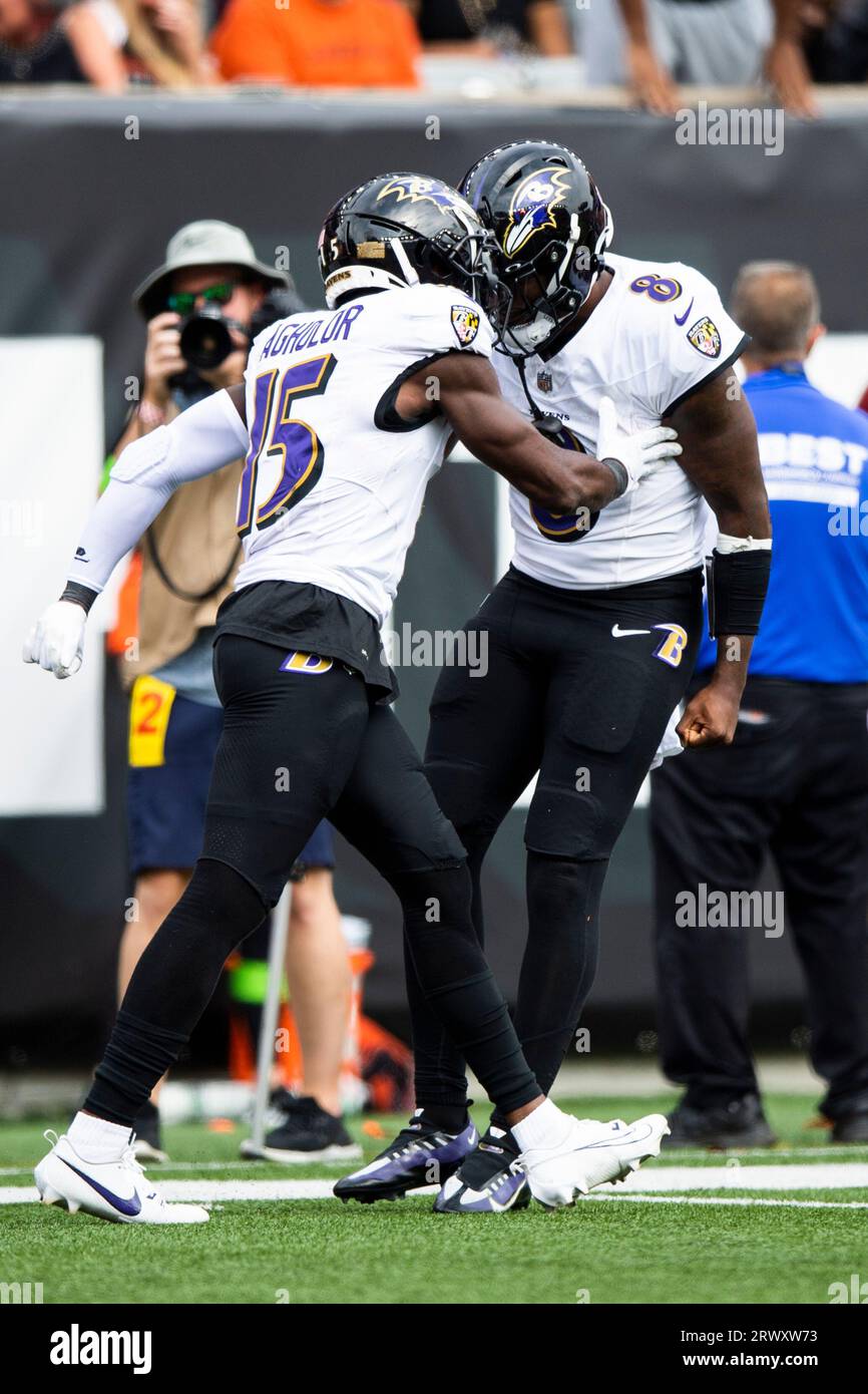 Baltimore Ravens wide receiver Nelson Agholor (15) celebrates a ...