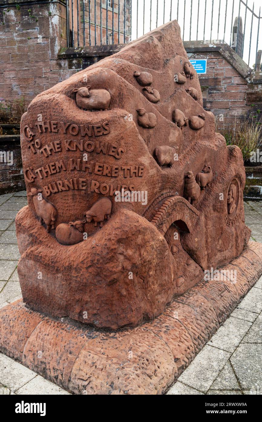 Robert Burns Rock a large block of carved sandstone reflects elements ...