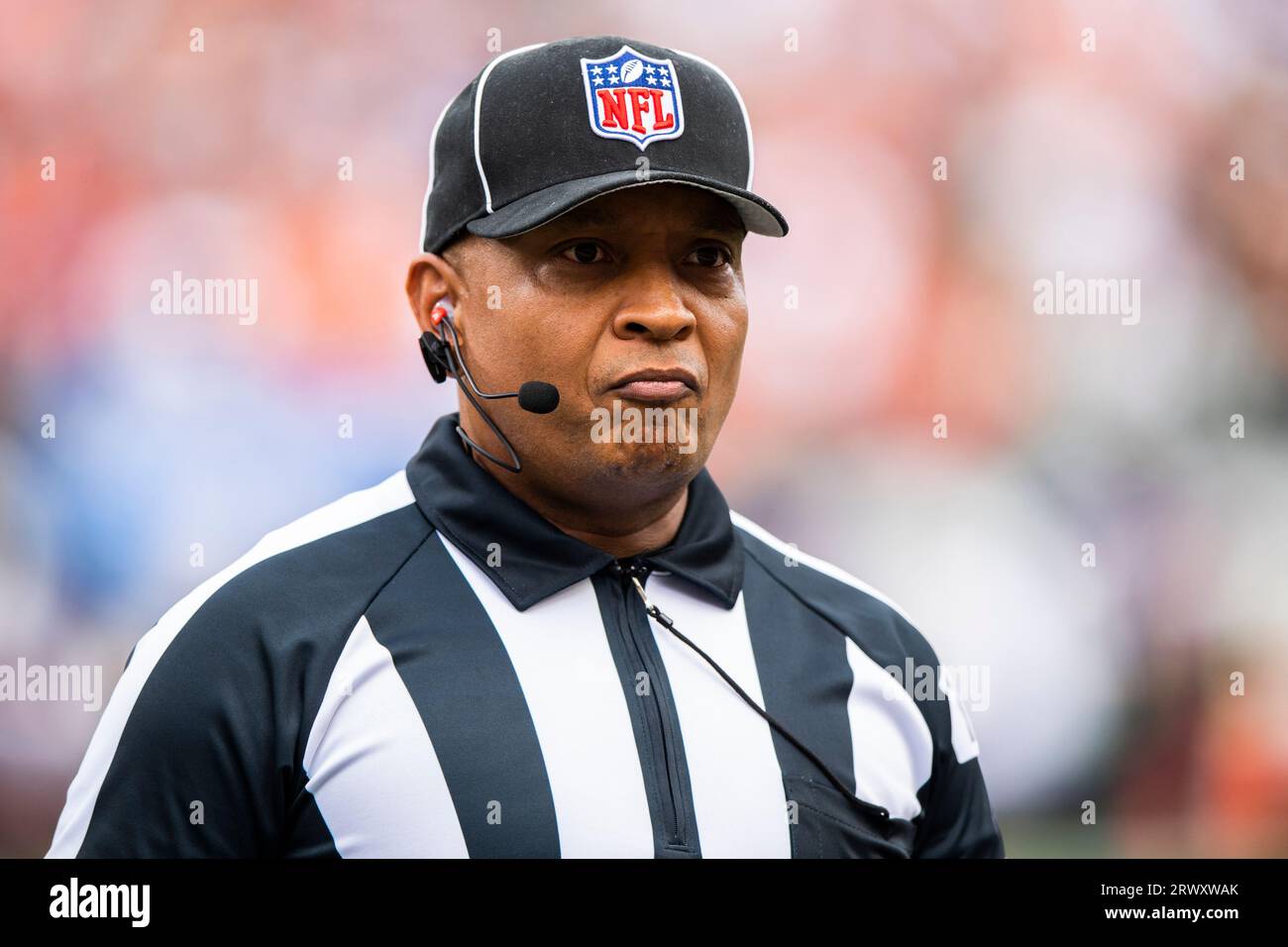 Down judge Patrick Holt (106) during an NFL football game against the ...