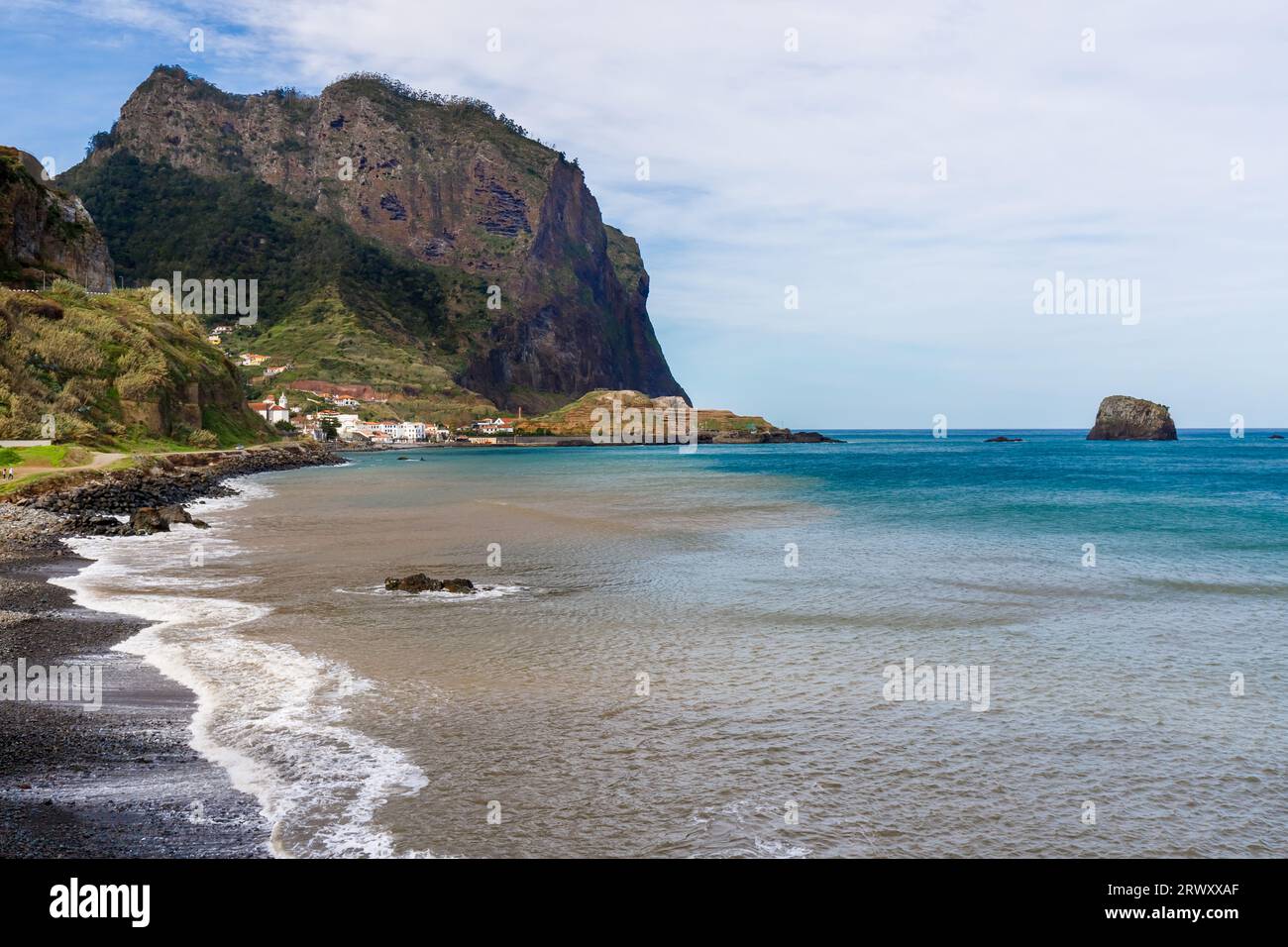 idyllic view of Maiata beach in Madeira Island, Portugal Stock Photo ...