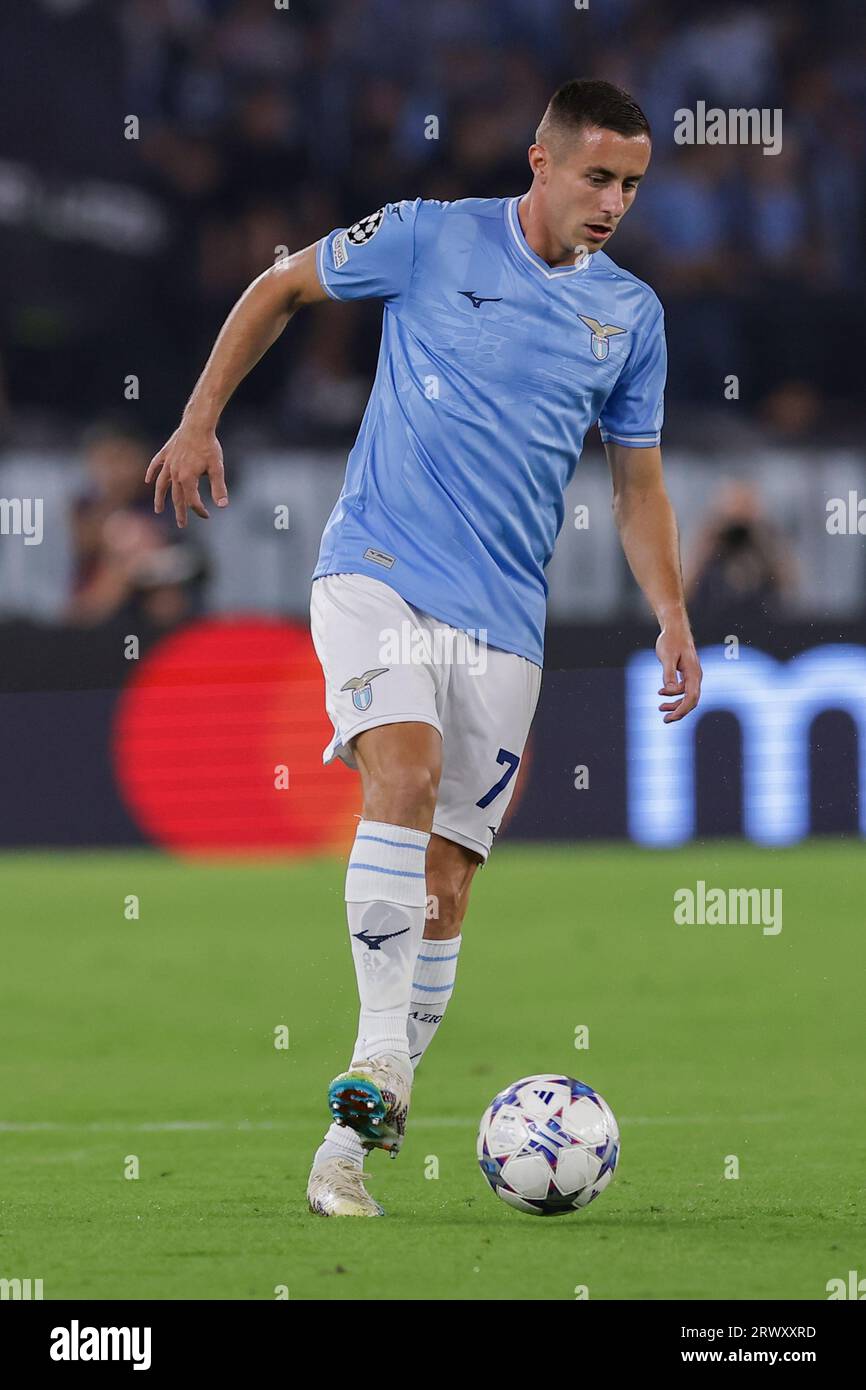 Lazio's Serbian defender Adam Marusic controls the ball during the UEFA ...