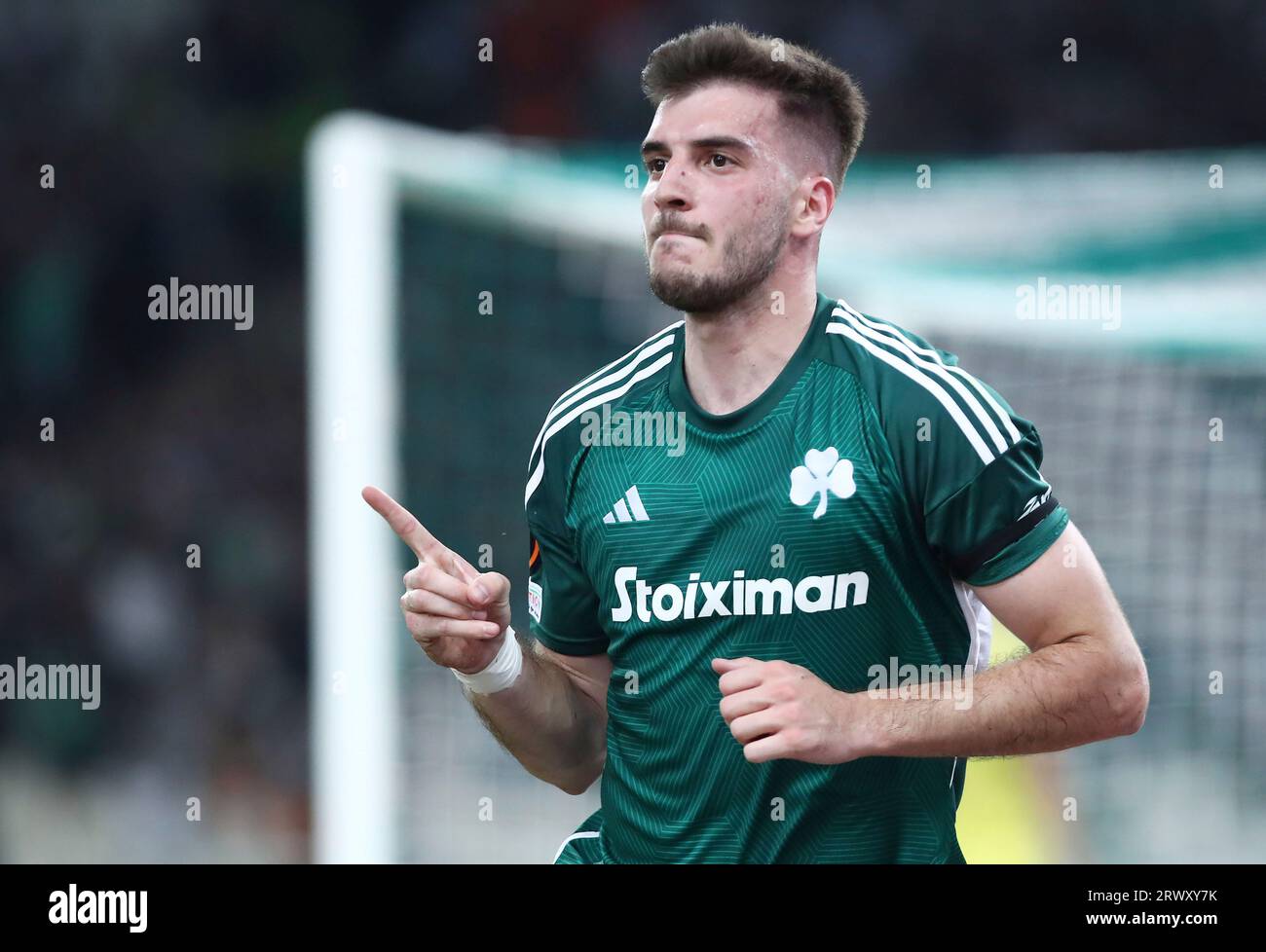 Panathinaikos's Fotis Ioannidis celebrates after scoring against ...