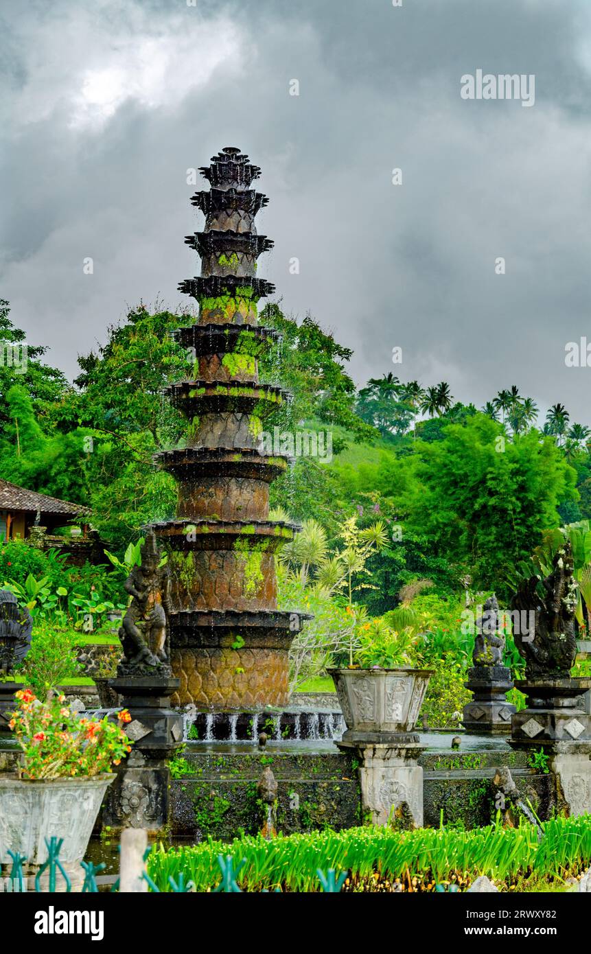 Decorative fountain in the royal palace of water Tirta Gangga, Ababi ...
