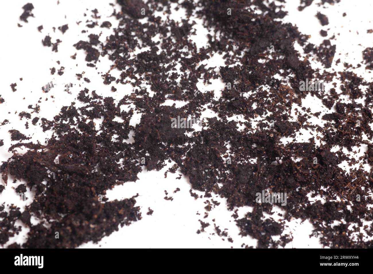 Grain of black earth on white background. Natural soil texture Stock ...