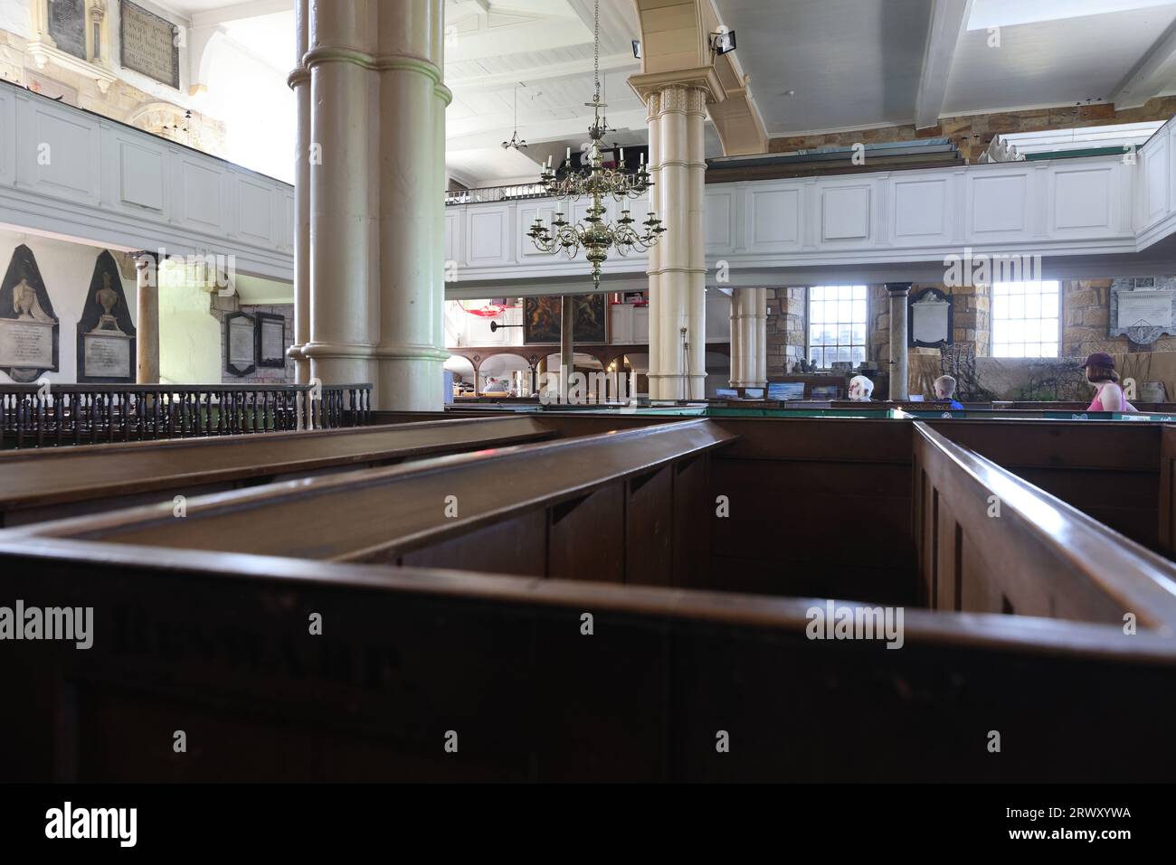 Box pews in the Georgian interior of St Mary's Parish church in Whitby ...