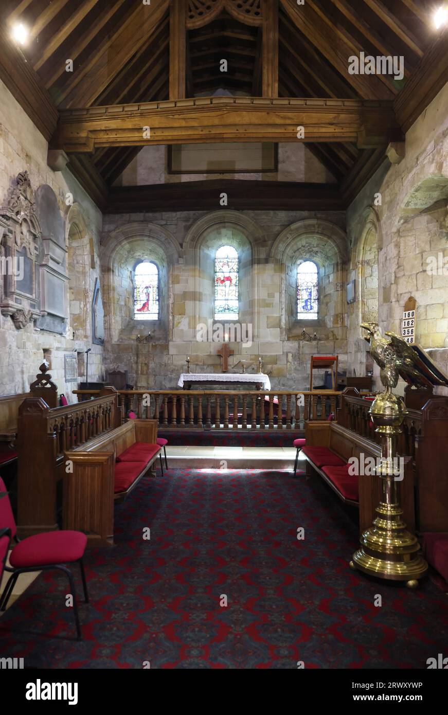 The chancel in St Mary's parish church in Whitby, North Yorkshire, UK ...