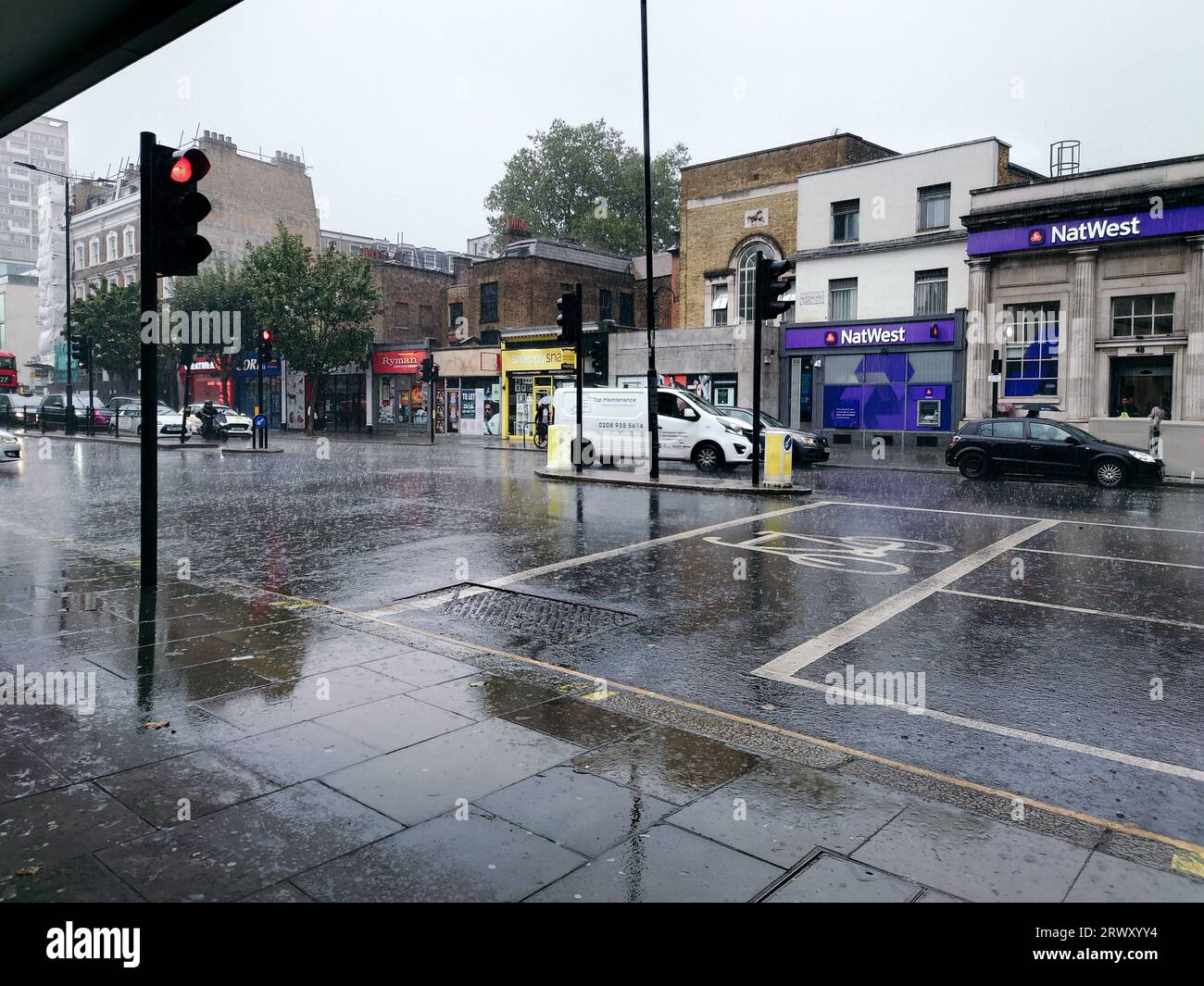 London, UK. 21st September, 2023. London is hit by torrential rain ...