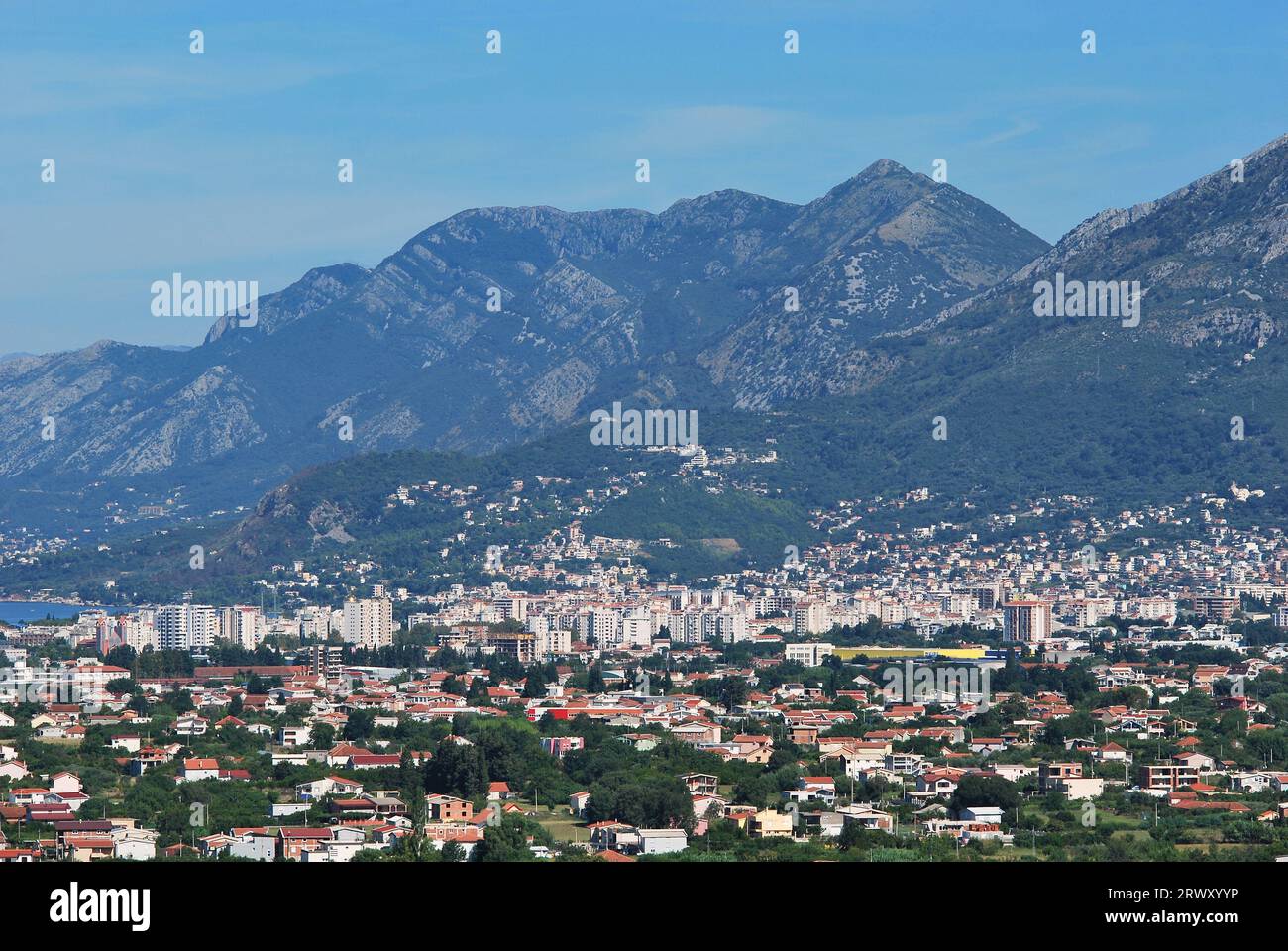 Panorama of Bar city. Main port of Montenegro Stock Photo - Alamy