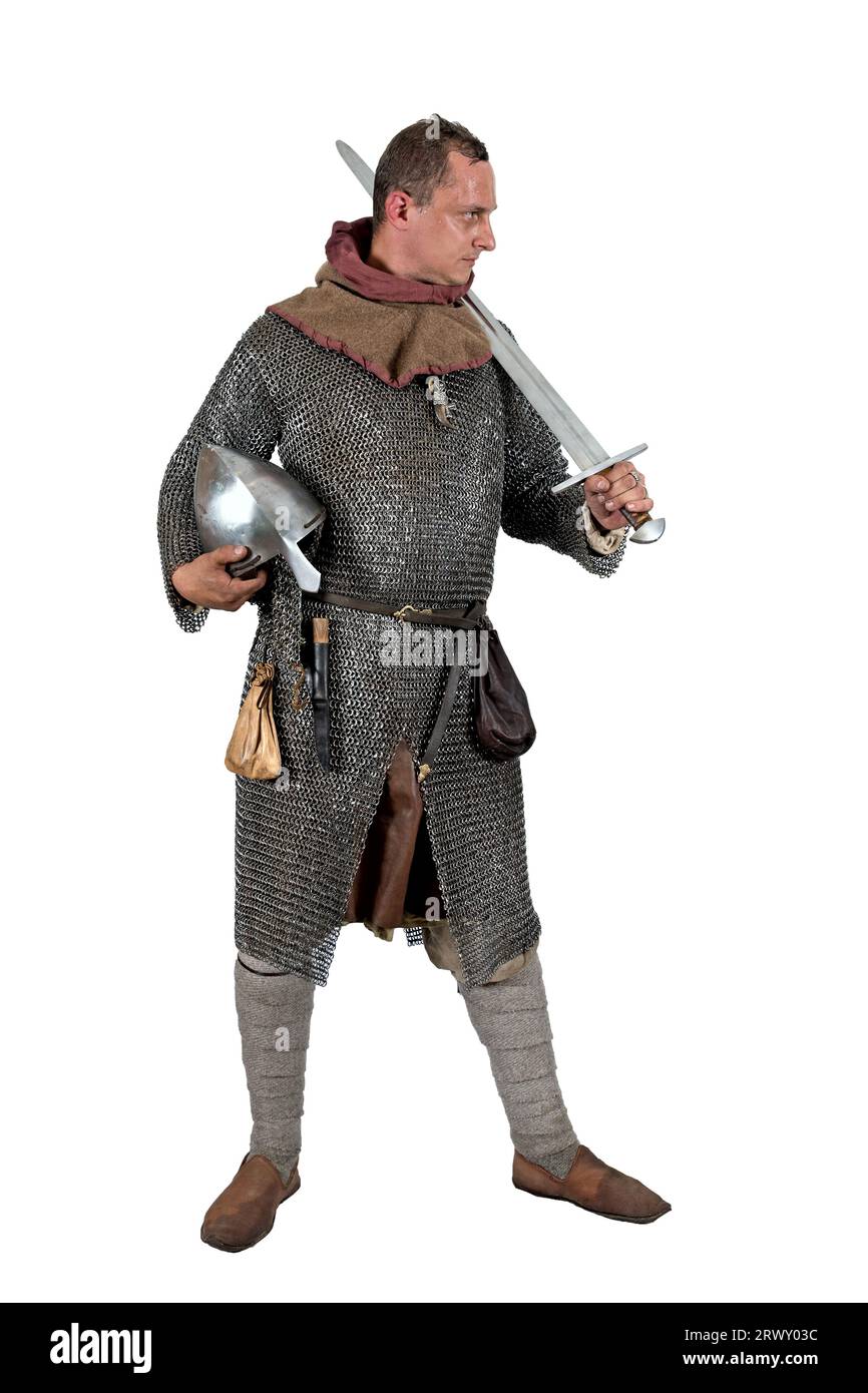Norman knight dressed warrior 2nd half of the 11th century. Isolated on ...