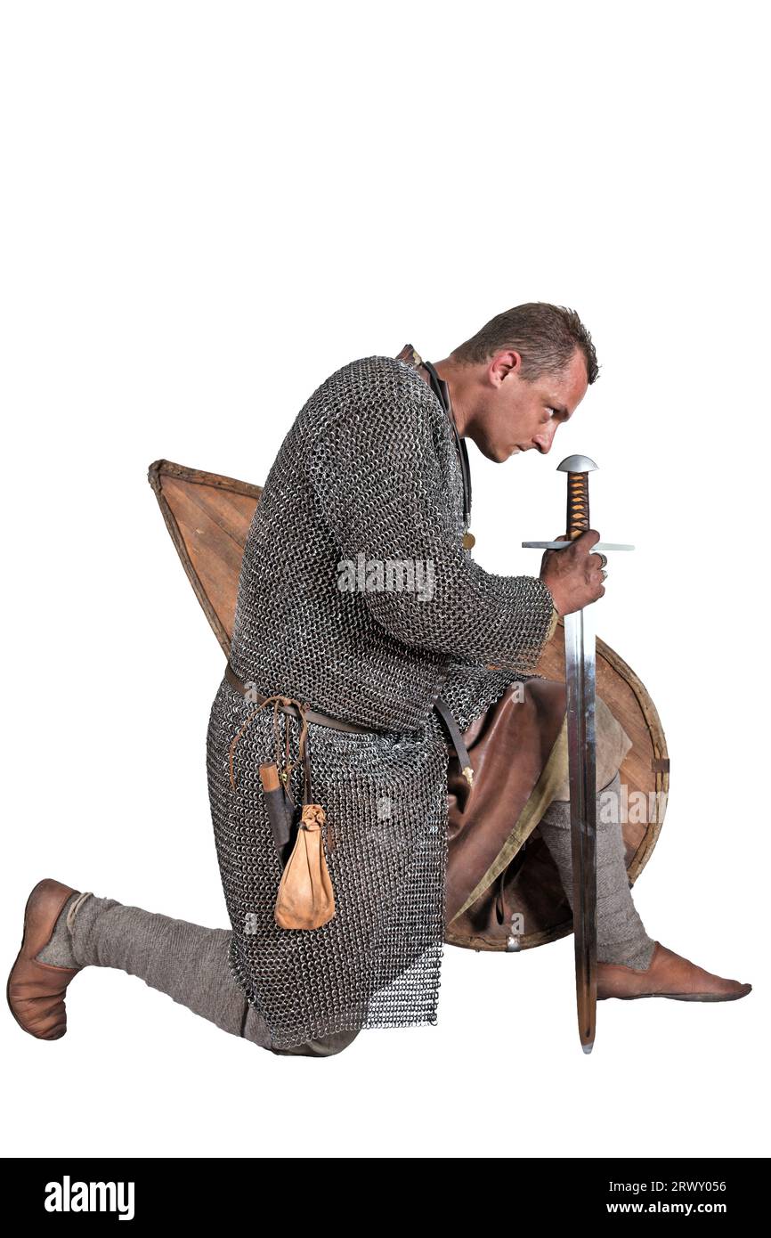 Norman knight dressed warrior 2nd half of the 11th century. Isolated on ...