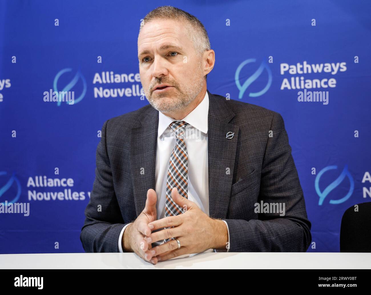 Calgary, Canada. 18th Sep, 2023. Pathways Alliance CEO Kendall Dilling ...