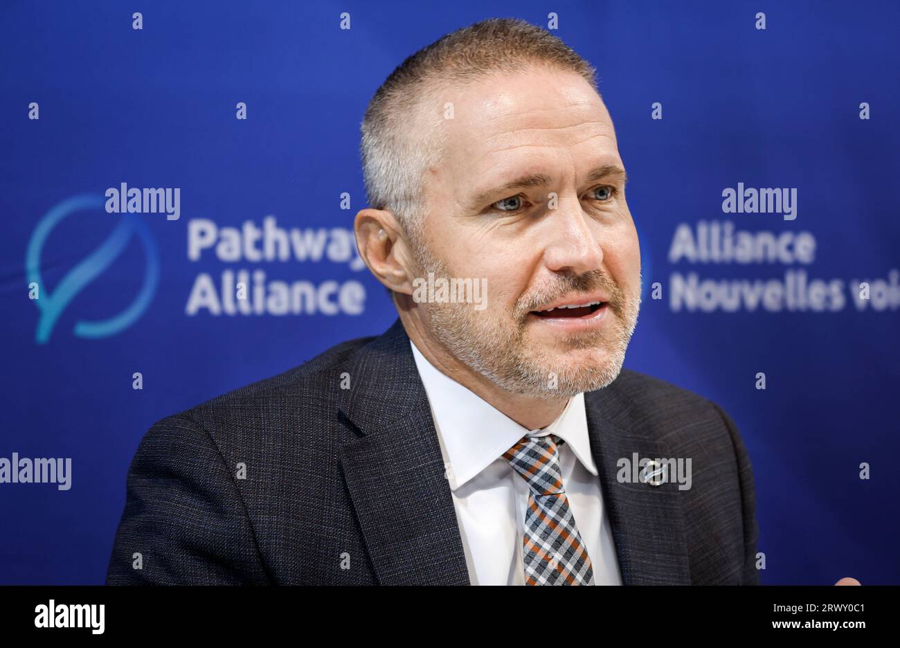 Calgary, Canada. 18th Sep, 2023. Pathways Alliance CEO Kendall Dilling ...